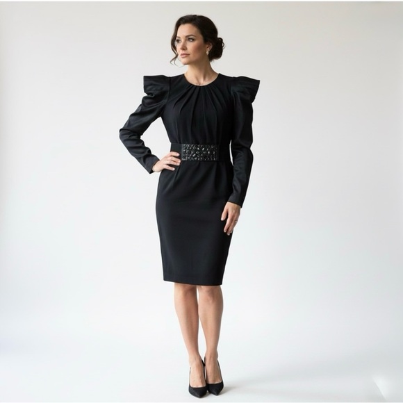 Shani | Dresses | Nue By Shani Black Long Sleeve Dress With Embellished ...